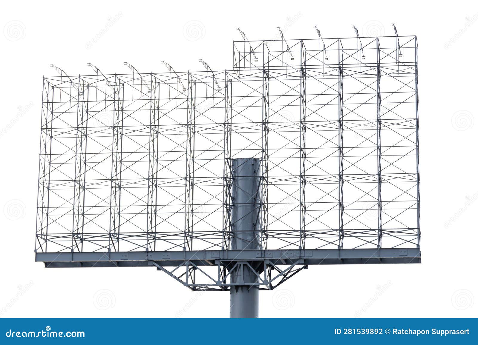 Pole Empty Billboard and Steel Frame on White Background Stock Photo ...