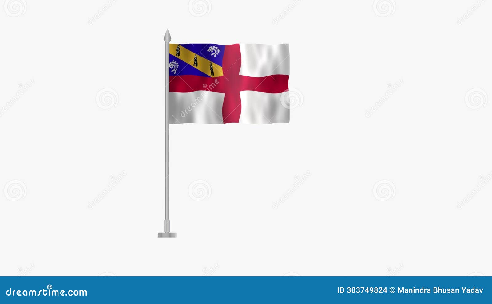 Pole Flag of Hern, Hern Pole Flag Waving in Wind on White Background ...