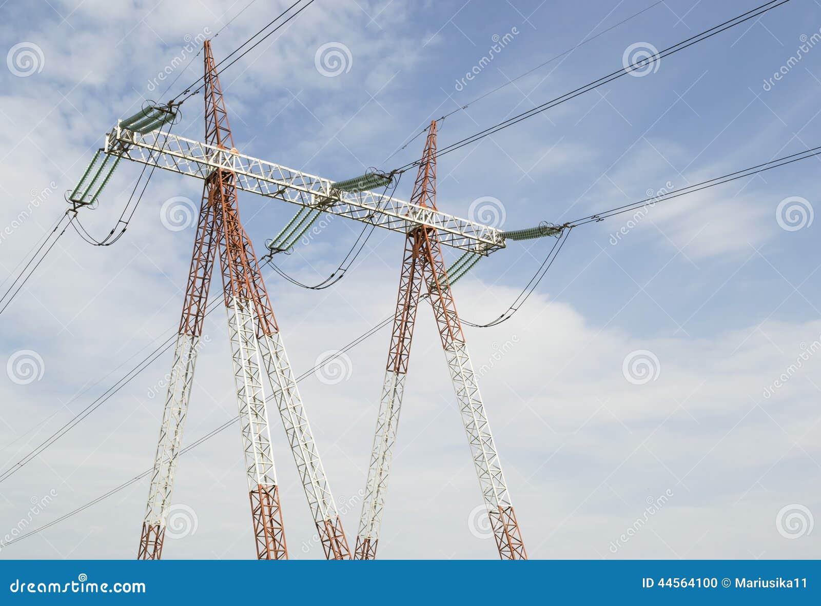 Pole for High Voltage Electrical Energy Distribution Stock Photo ...