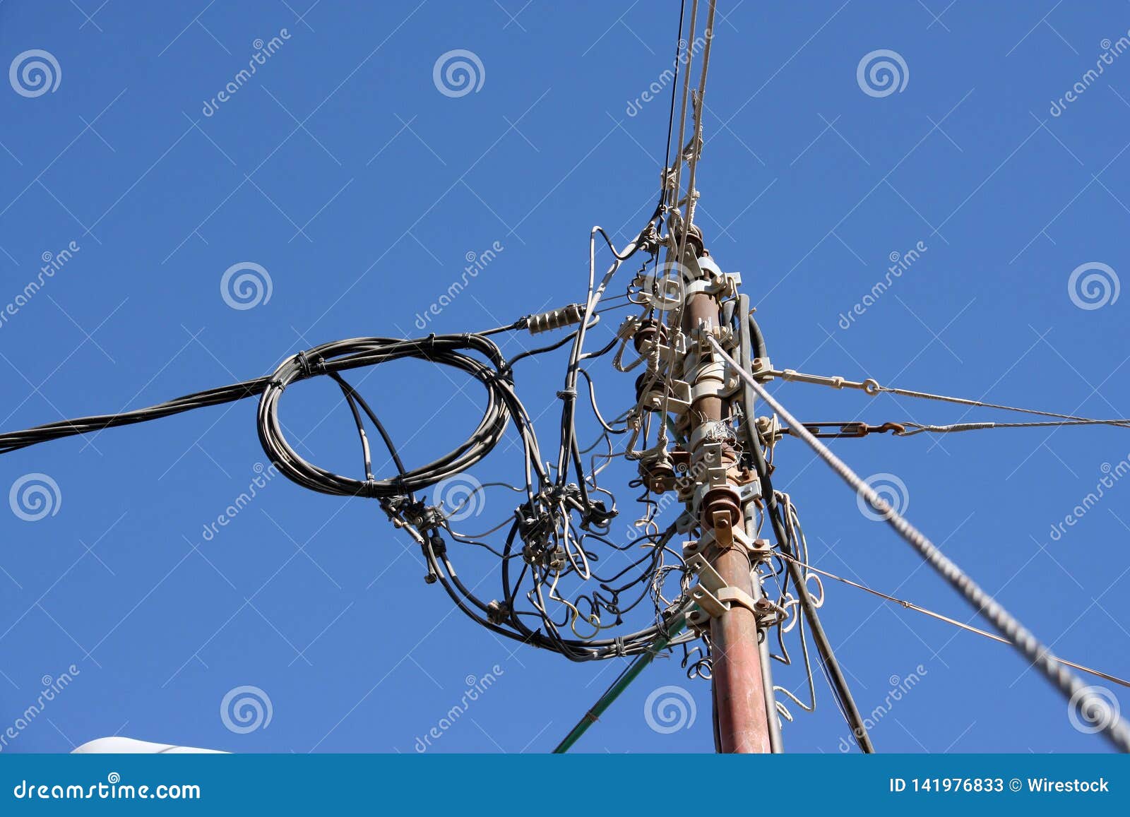 Pole and wires stock image. Image of tower, cable, electrical - 141976833