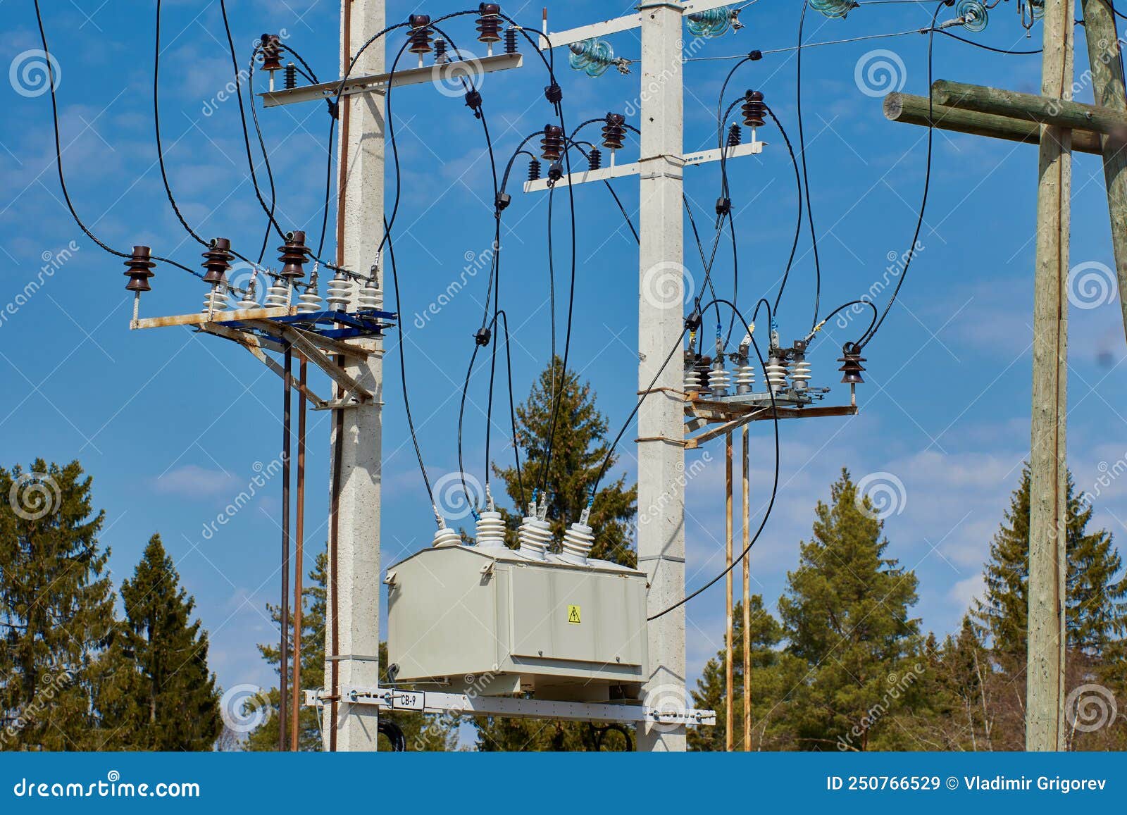 Electrical Substation on Pole in Rural Area. Stock Image - Image of ...
