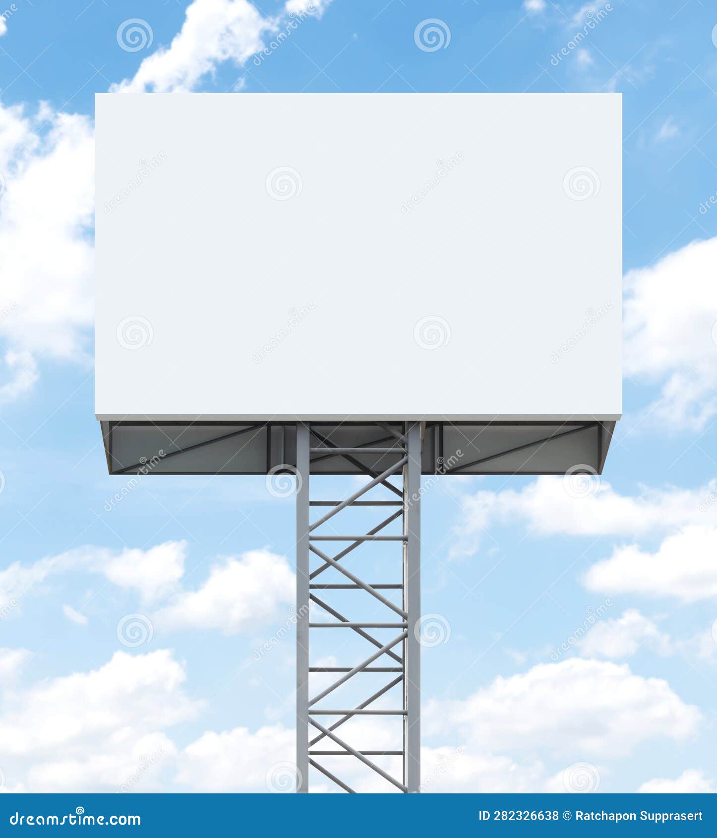 Pole Outdoor Billboard with Blue Sky Background. Clipping Path for ...