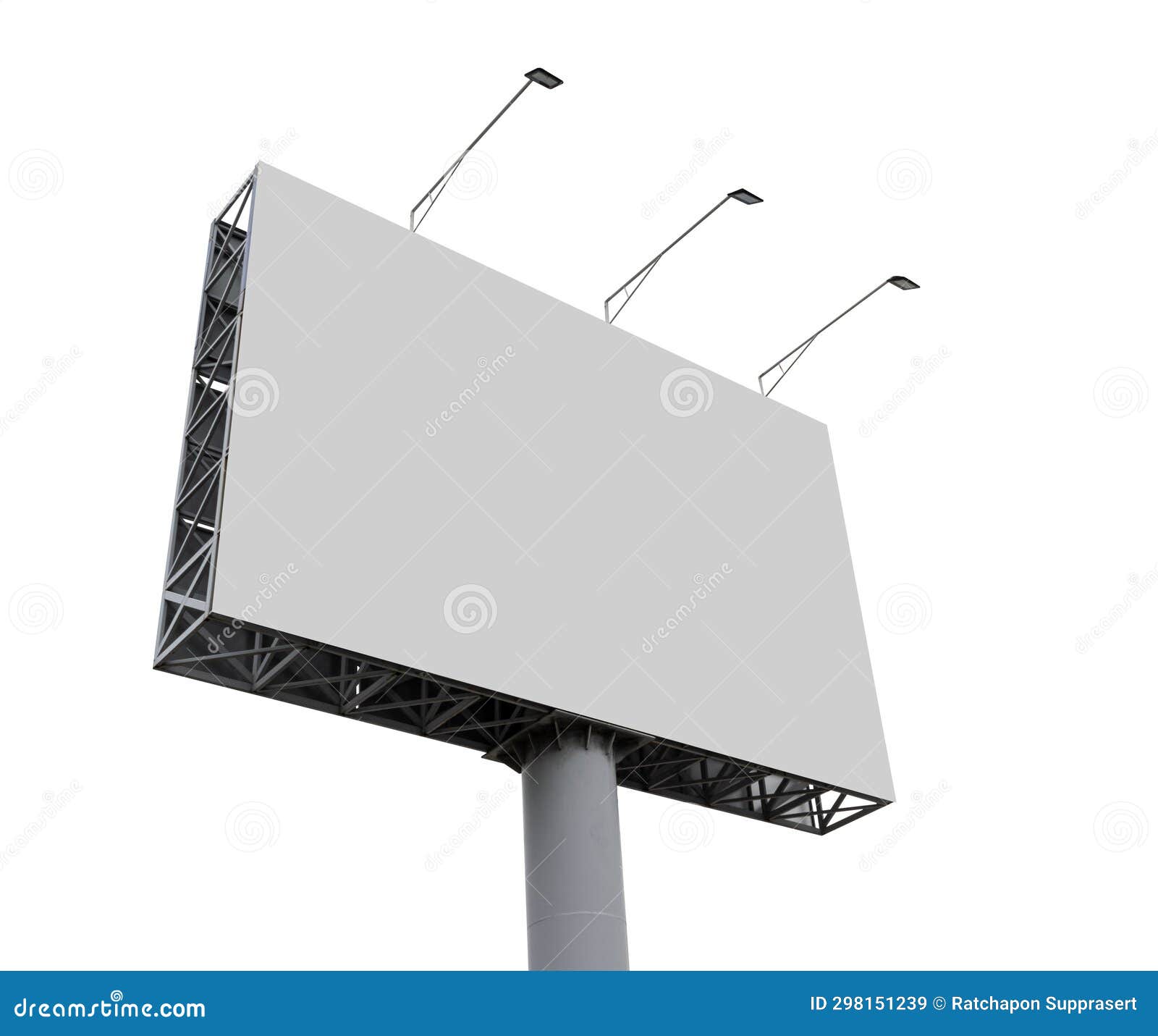 Pole Outdoor Billboard Isolated on White Background with Clipping Path ...