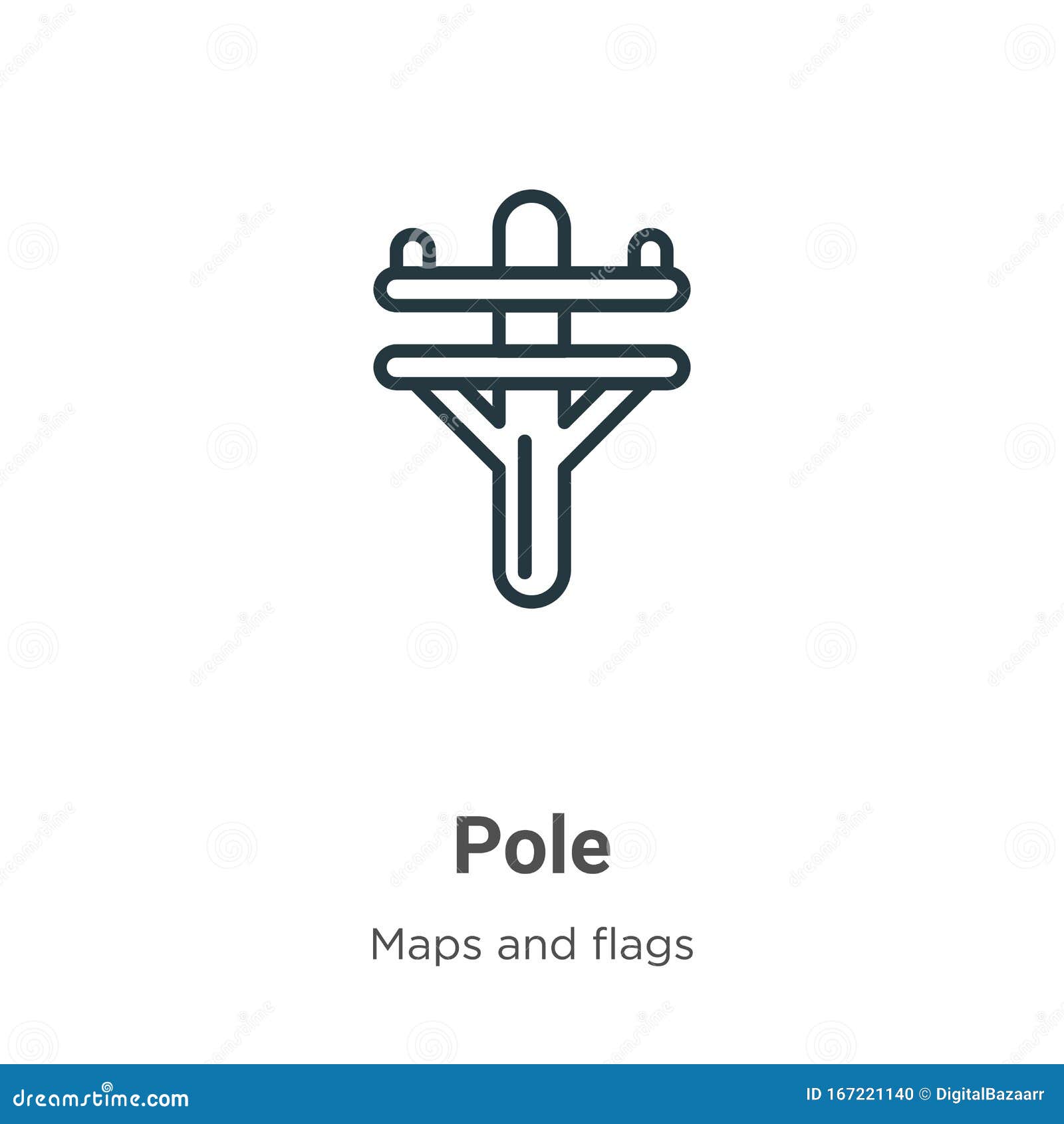 Pole Outline Vector Icon. Thin Line Black Pole Icon, Flat Vector Simple ...