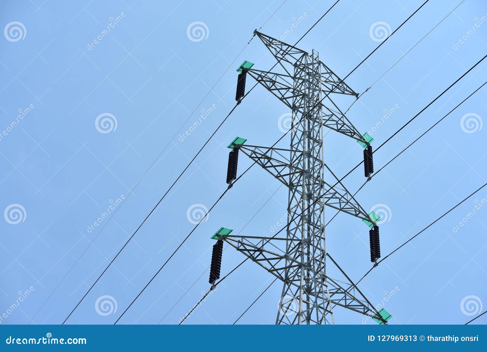 Pole power lines stock image. Image of orange, mobile - 127969313