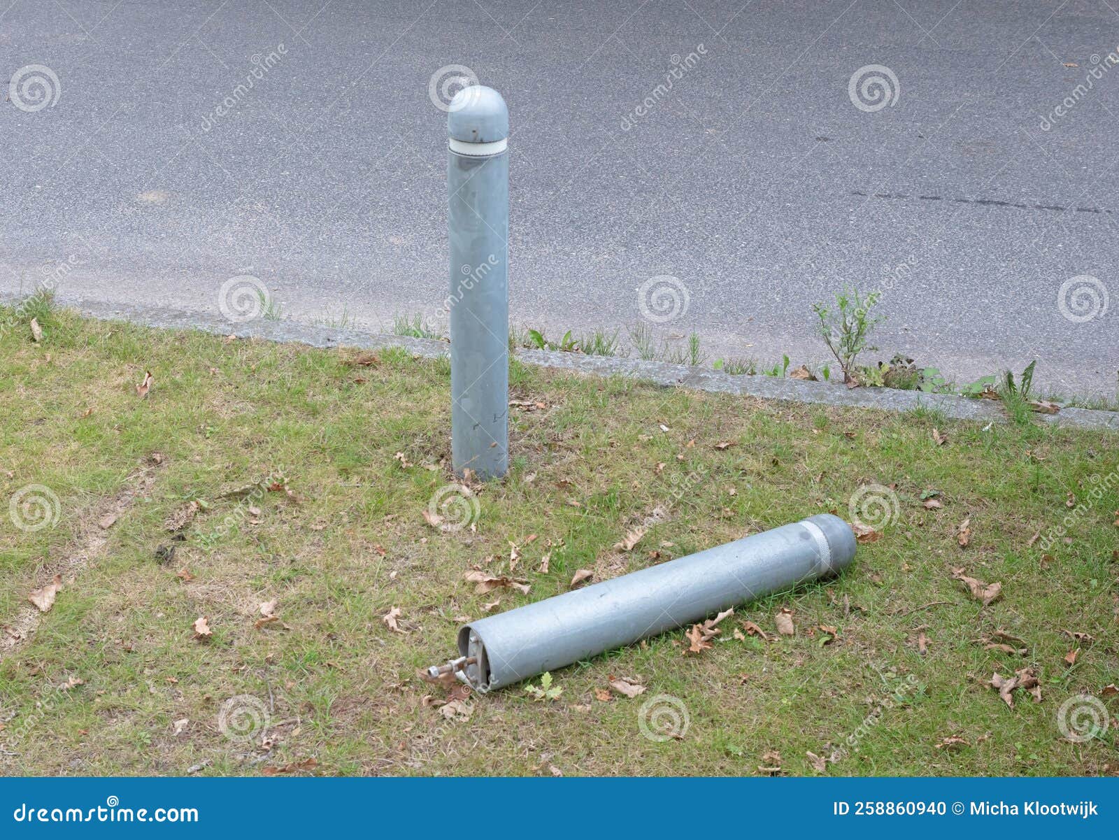 Pole at the Side of a Asphalt Road Stock Photo - Image of obstruction ...