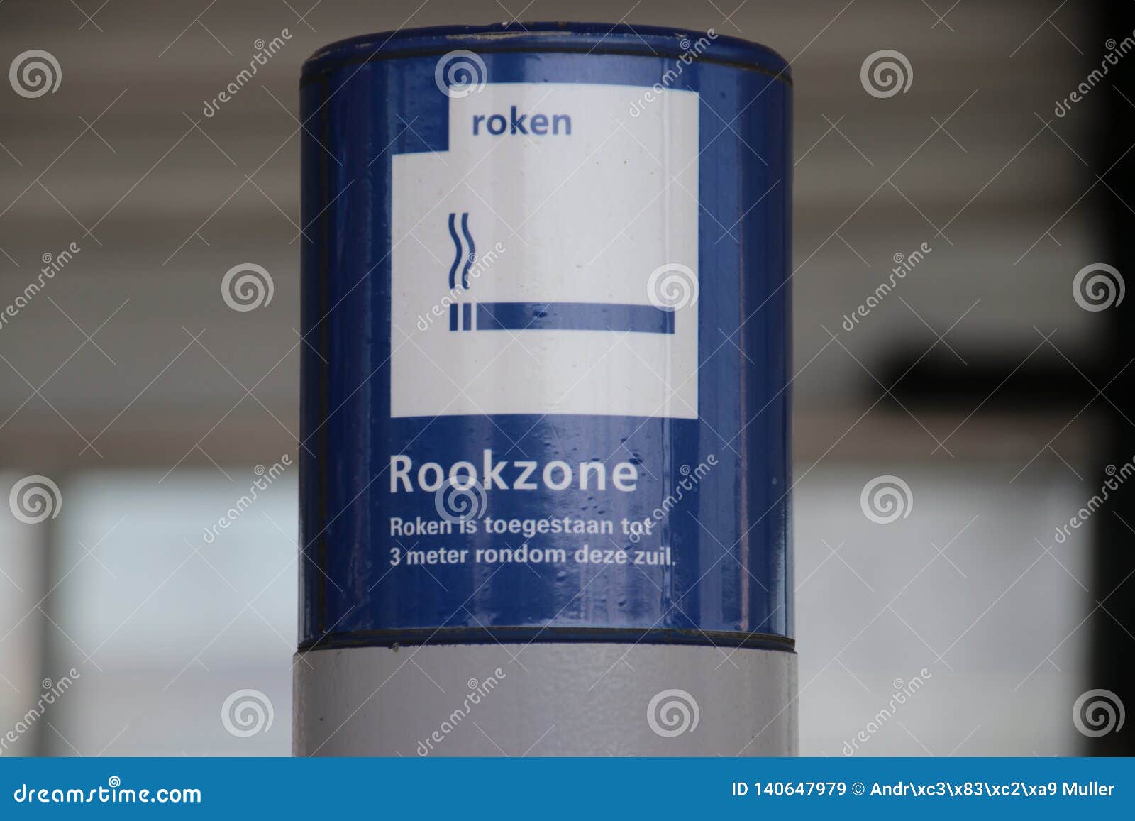 Pole and Sign of the Smoking Zone on a Platform Where Smoking is ...
