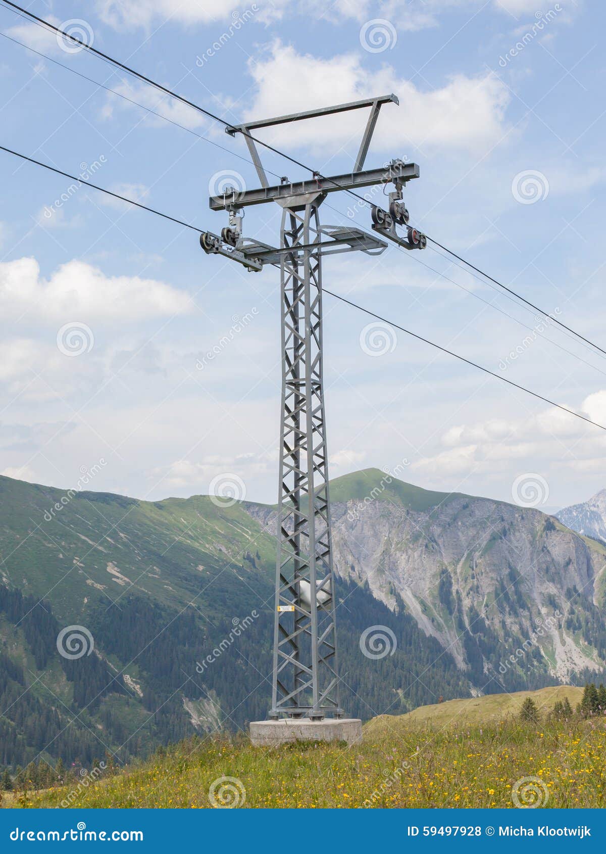 Pole of a ski lift stock photo. Image of meadow, swiss - 59497928