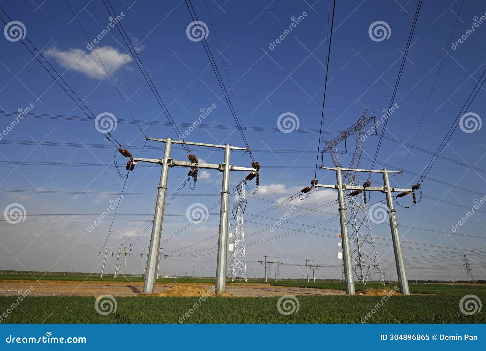 Pole and Tower of High Voltage Stock Image - Image of technology ...