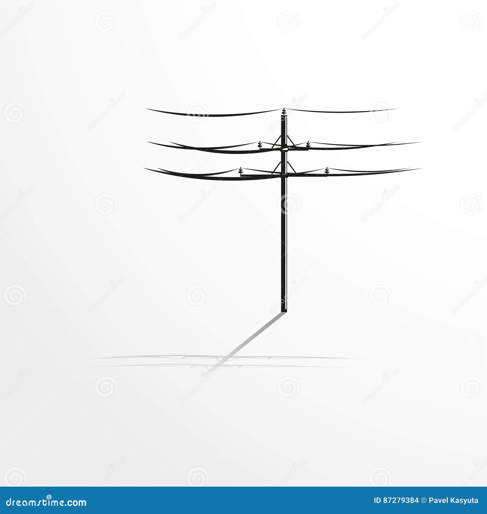 Pole with Wires. Vector Illustration. Stock Vector - Illustration of ...