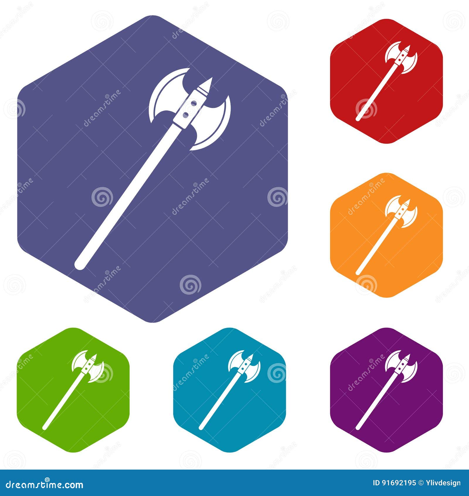 Poleaxe icons set hexagon stock vector. Illustration of beige - 91692195