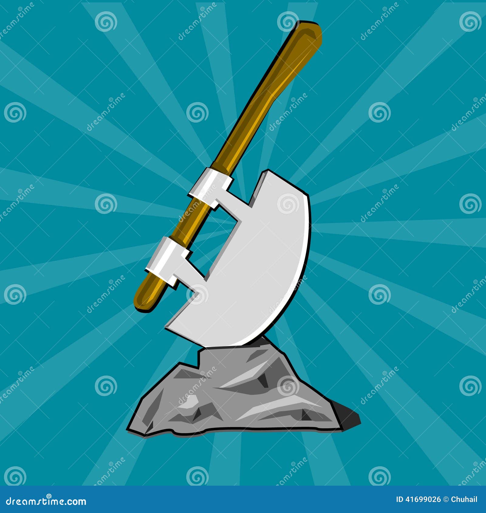Poleaxe stuck into stone stock vector. Illustration of cartoon - 41699026