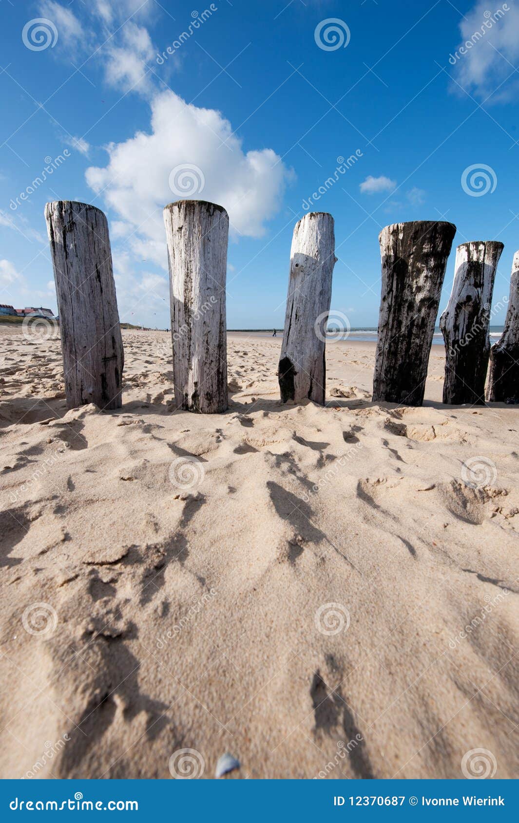Poles at the beach stock image. Image of water, wave - 12370687