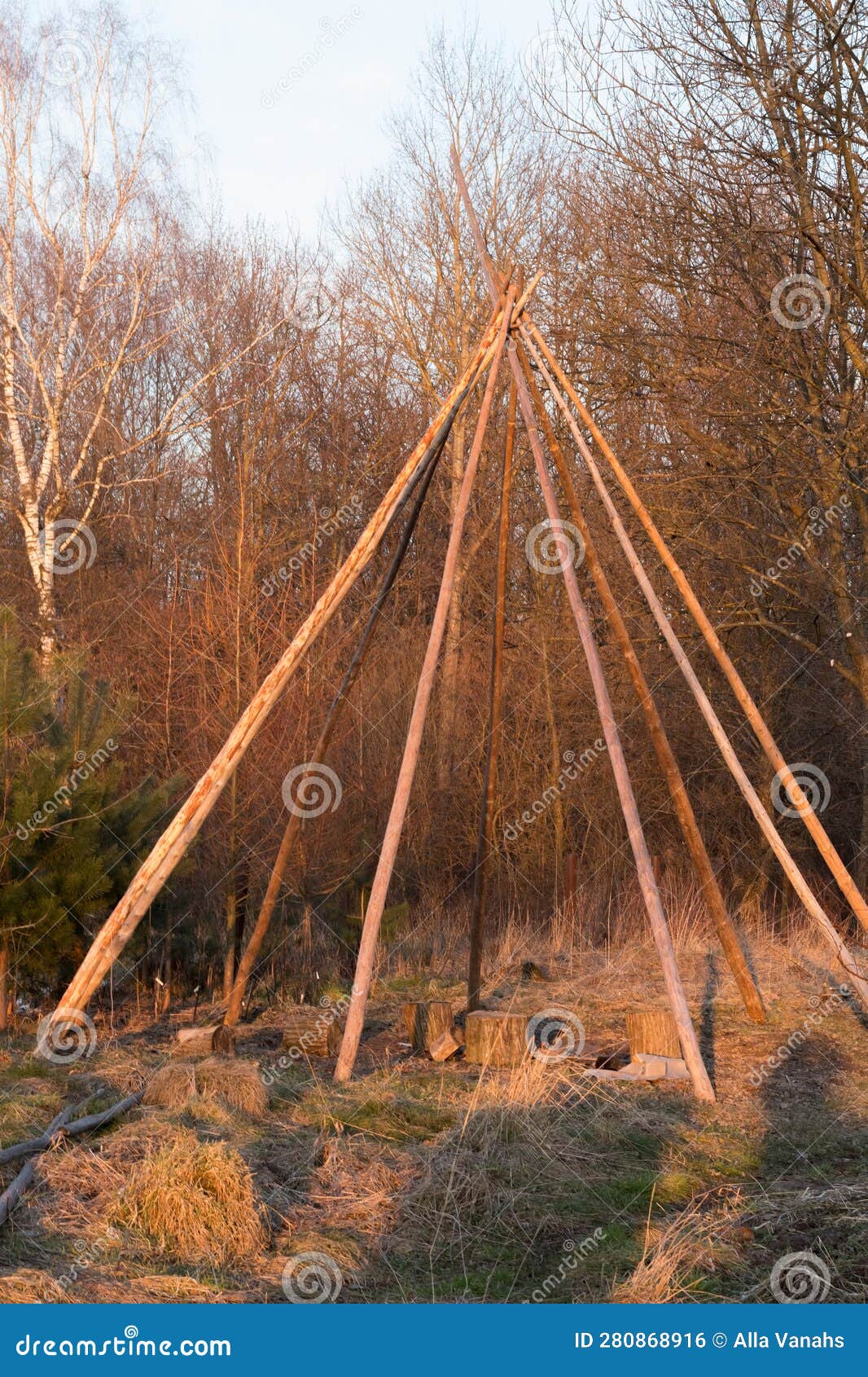 Tepee poles stock photo. Image of wigwam, indigenous - 280868916