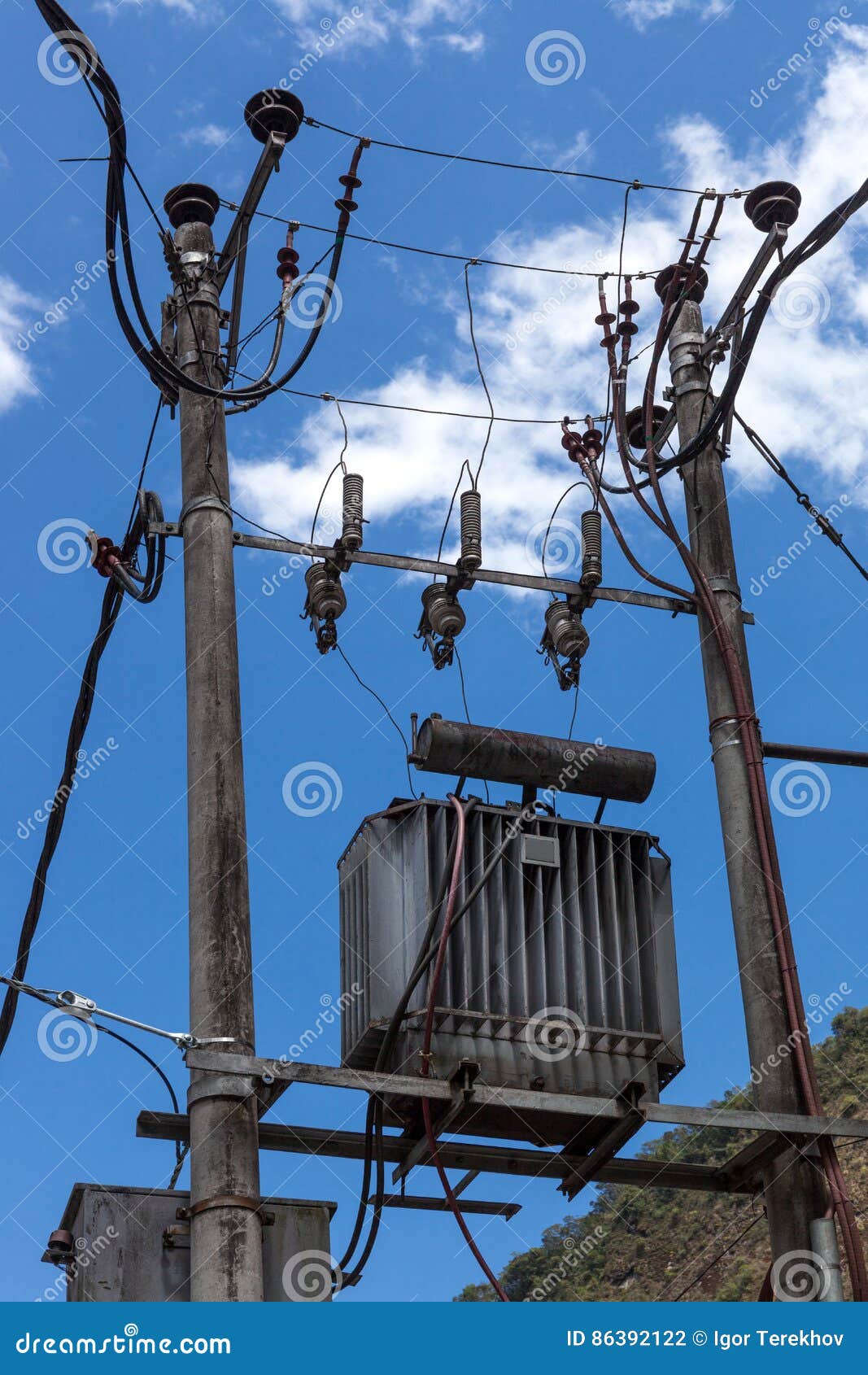 Poles with transformers stock photo. Image of metal, pole - 86392122