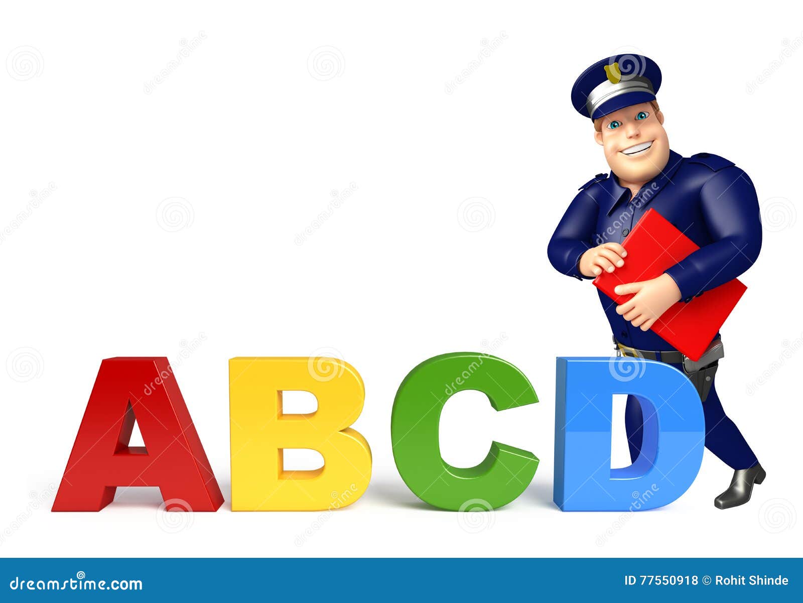 Police with ABCD Sign & Book Stock Illustration - Illustration of arms ...