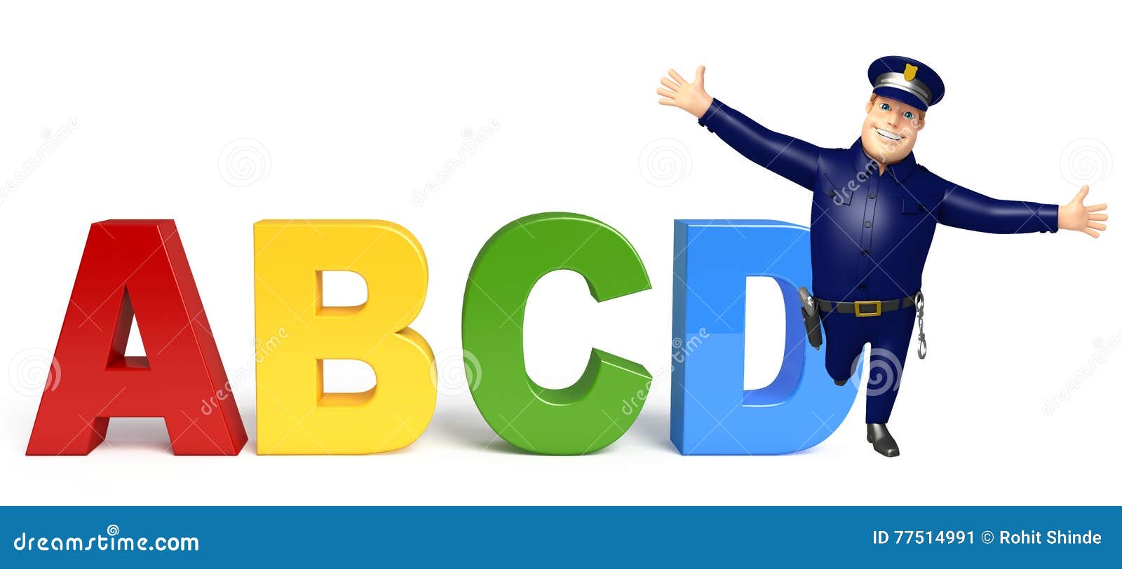 Police with ABCD sign stock illustration. Illustration of sign - 77514991