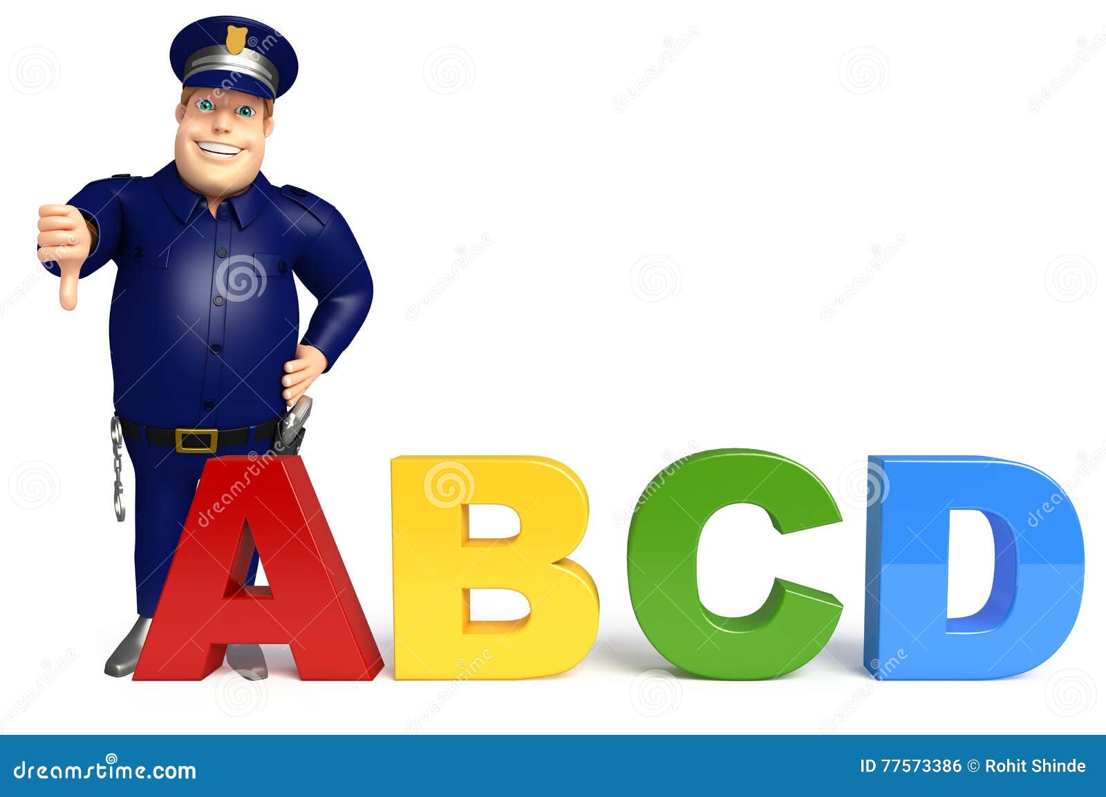 Police with ABCD sign stock illustration. Illustration of policeman ...
