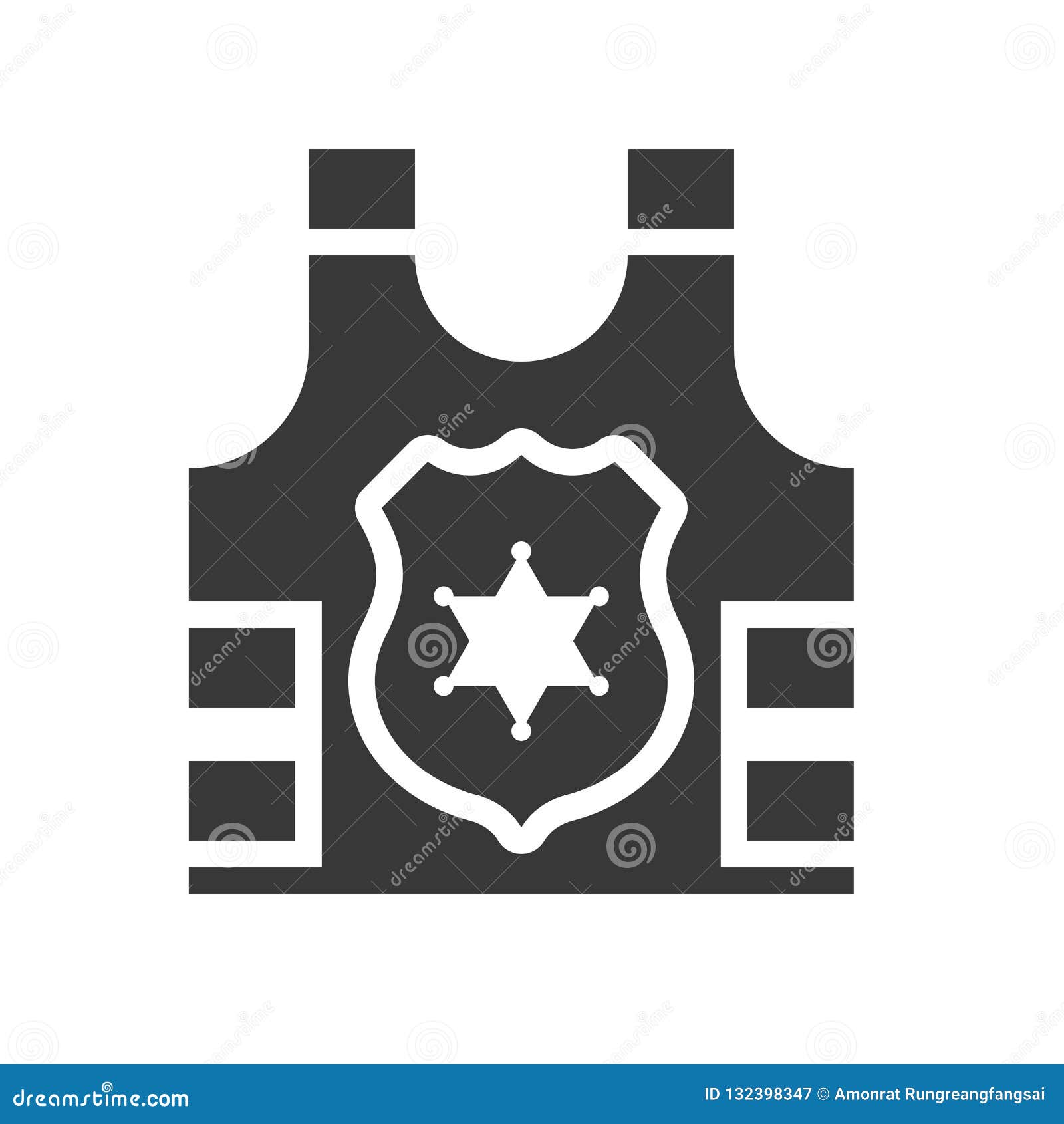 Police Armor with Badge Sign Solid Icon Stock Vector - Illustration of ...