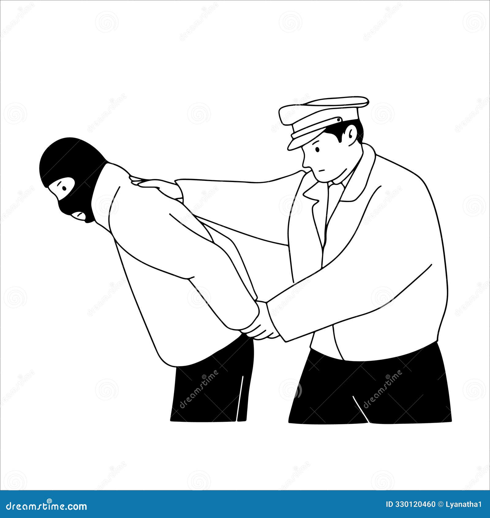 A Police Arrest Thief Handrawing Illustration Stock Vector ...