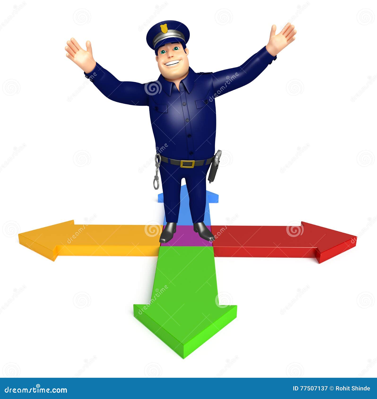 Police with Arrow sign stock illustration. Illustration of sign - 77507137