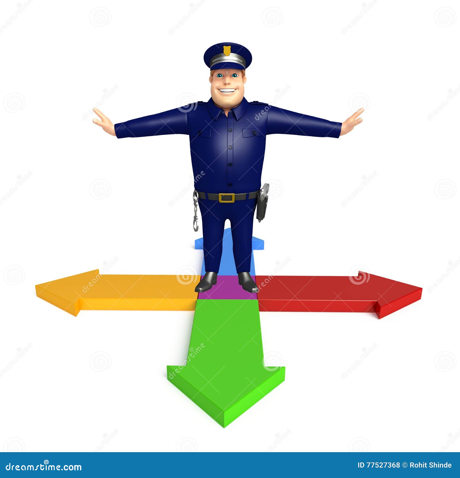 Police with Arrow sign stock illustration. Illustration of radio - 77527368