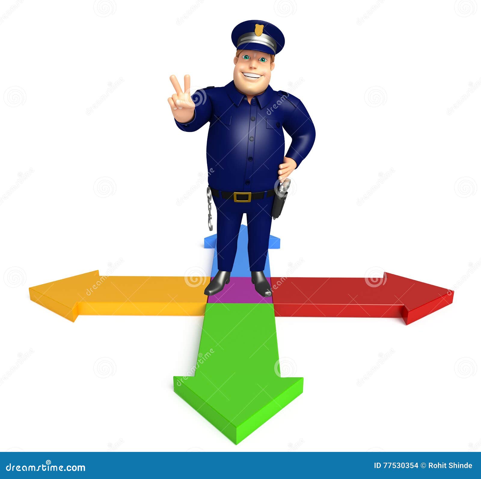 Police with Arrow sign stock illustration. Illustration of guard - 77530354