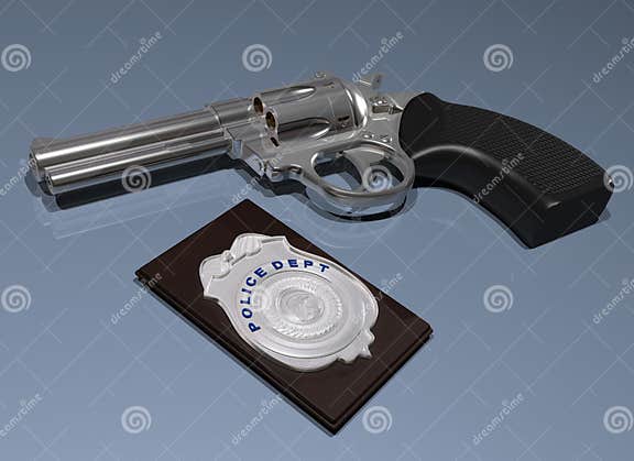 Police badge and gun stock illustration. Illustration of blue - 7924042