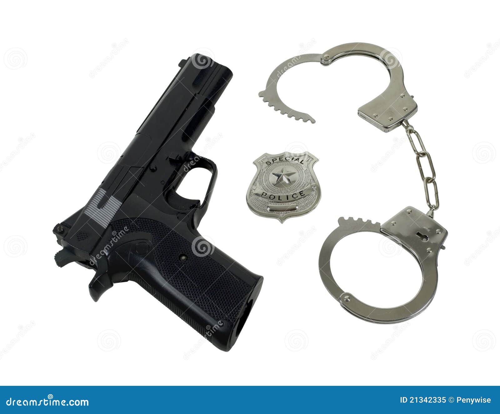 Police Badge Gun and Handcuffs Stock Image - Image of clasp, police ...