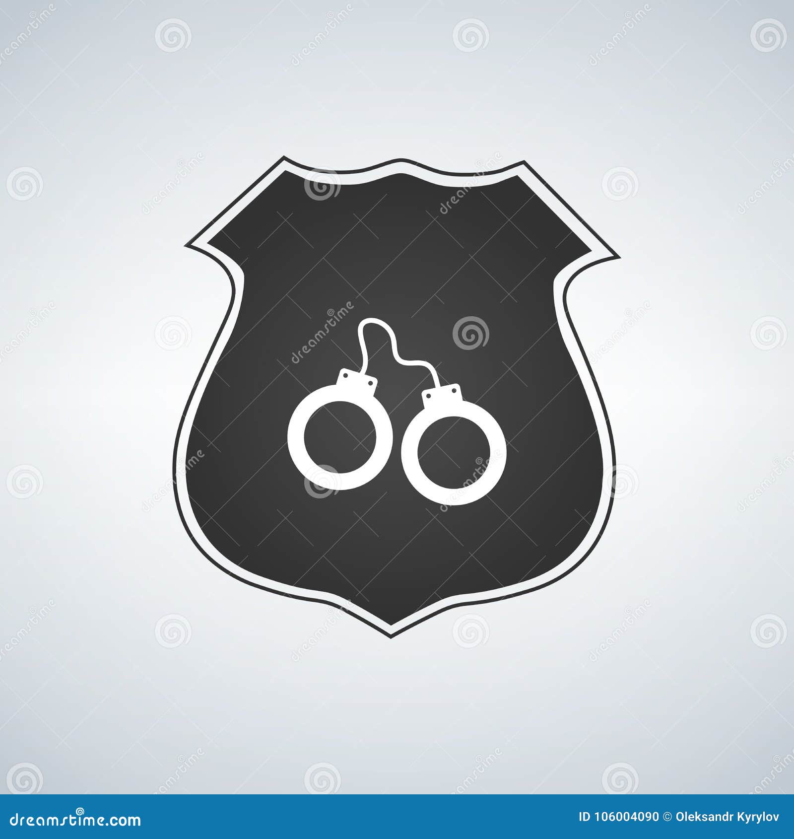 Police Badge and Handcuffs Flat Stock Illustration - Illustration of ...