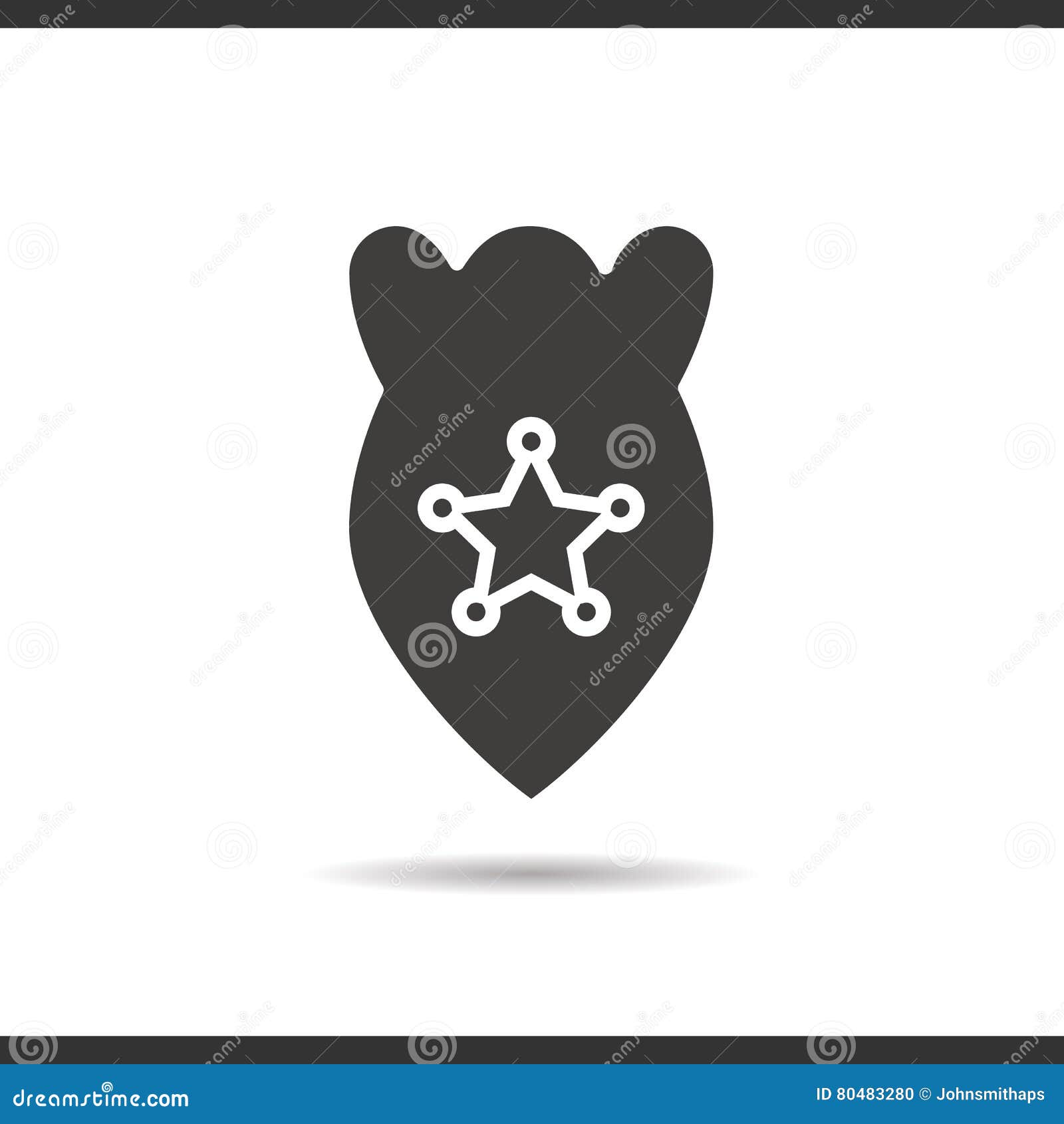 Police Badge Icon. Drop Shadow Silhouette Symbol Stock Vector ...