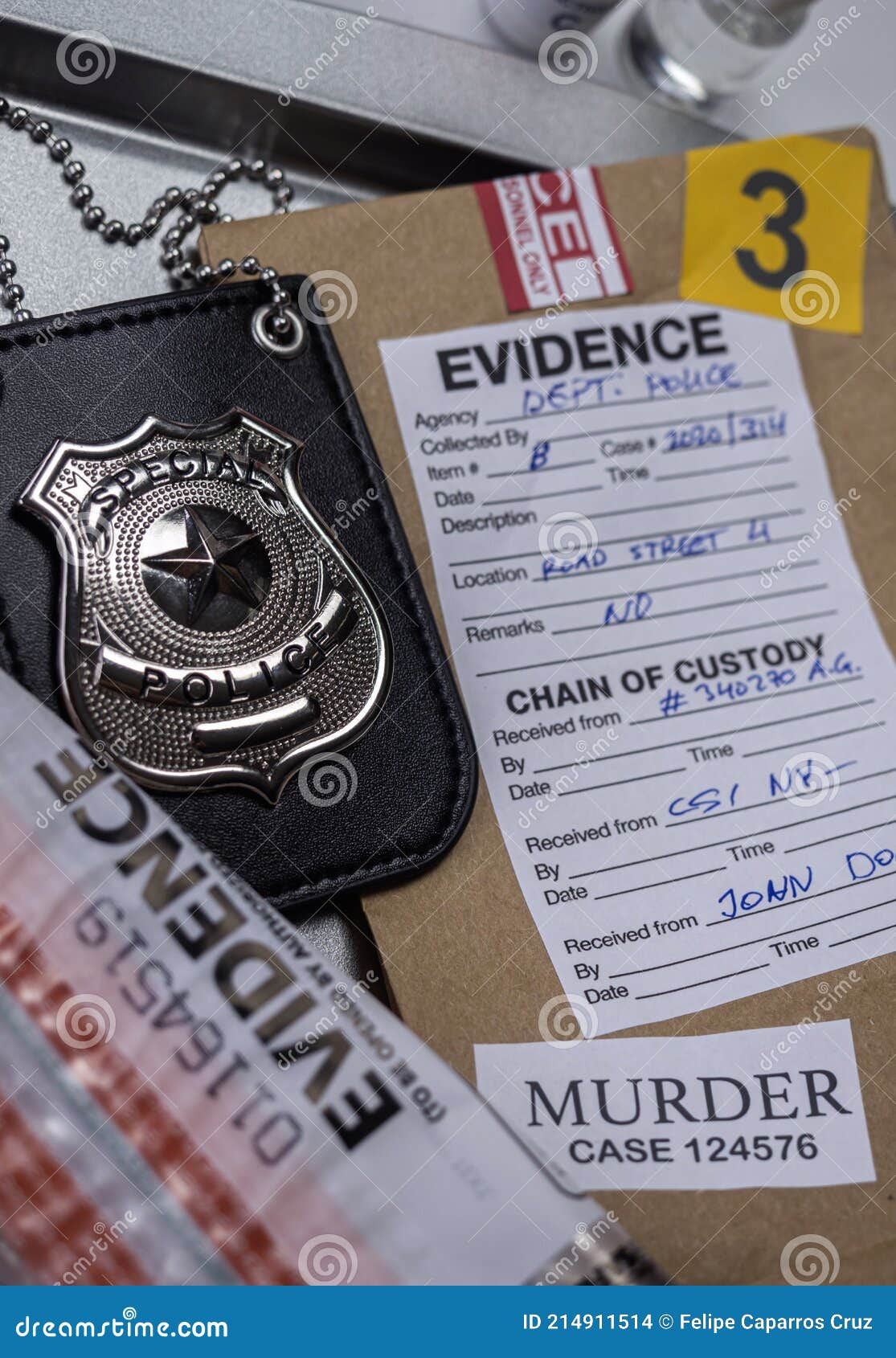 Evidence Bag Next To Passports In Criminal Investigation Unit Royalty ...