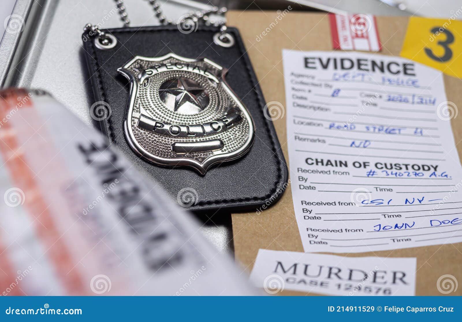 Evidence Bag Next To Passports In Criminal Investigation Unit Royalty ...