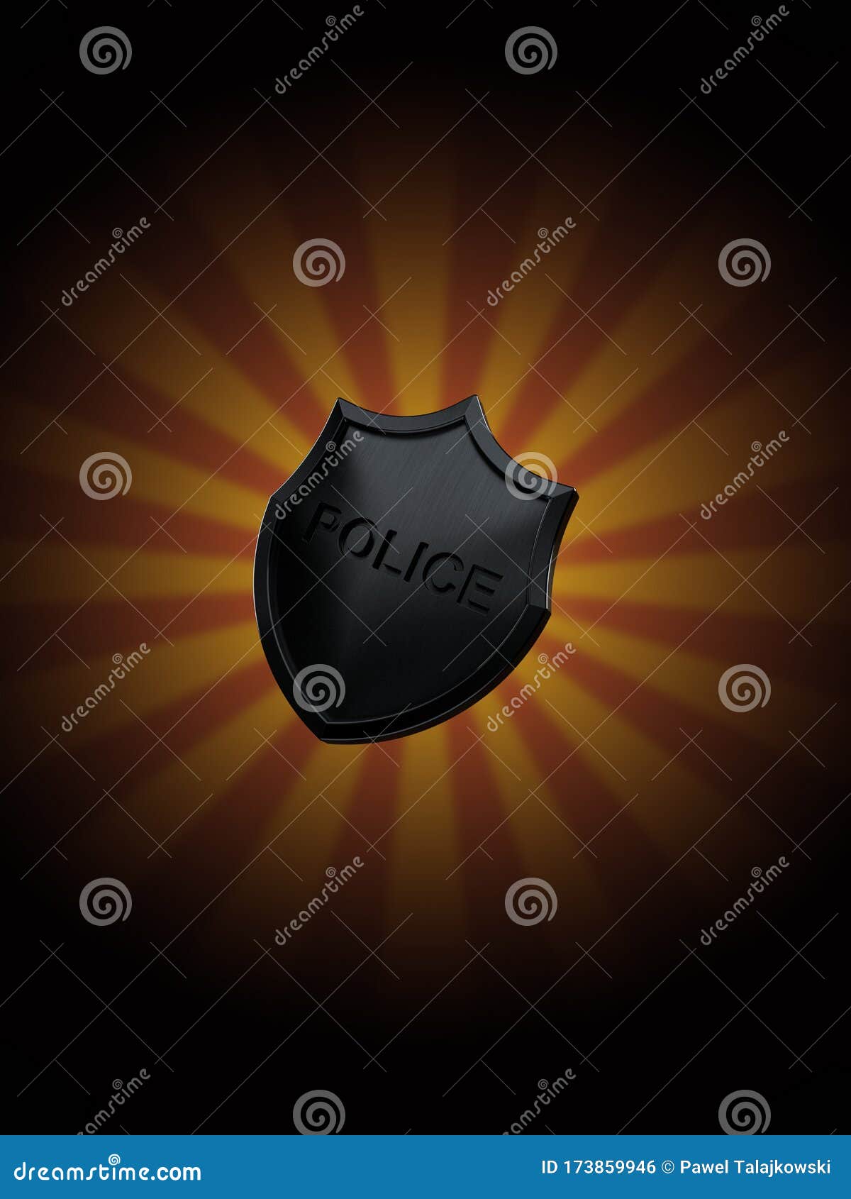 Police Badge on Rays Background Stock Illustration - Illustration of ...