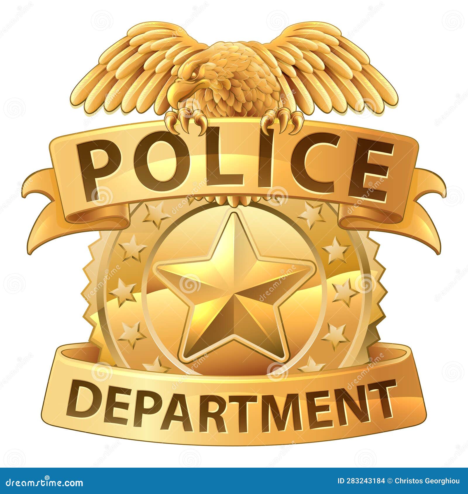 Police Badge Shield Star Sheriff Cop Crest Symbol Stock Vector