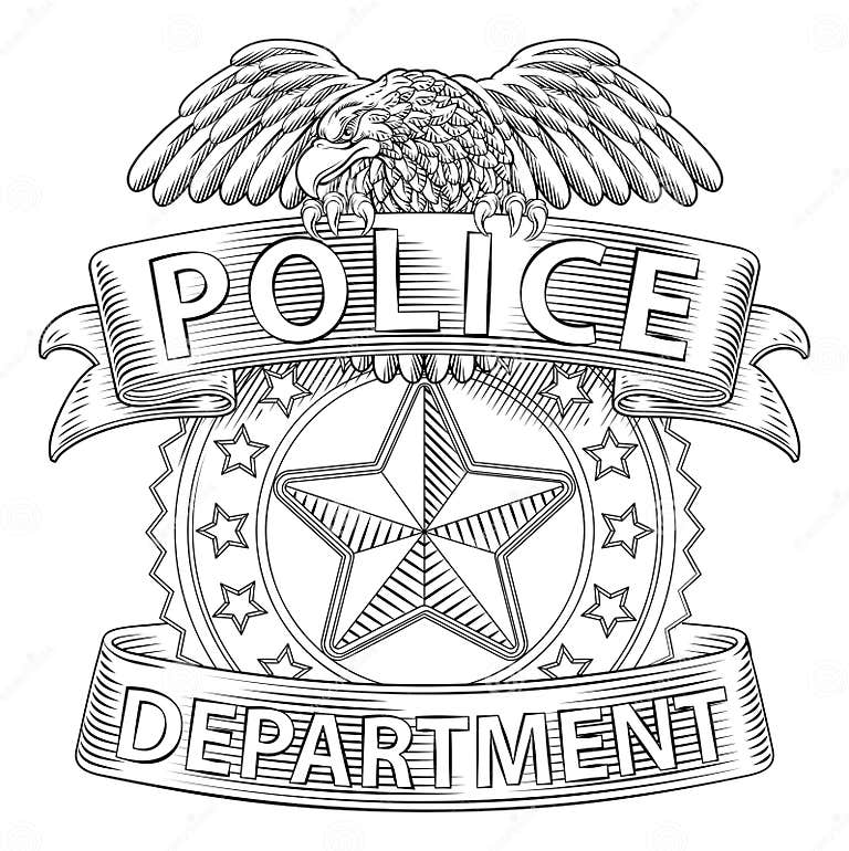 Police Badge Shield Star Sheriff Cop Crest Symbol Stock Illustration