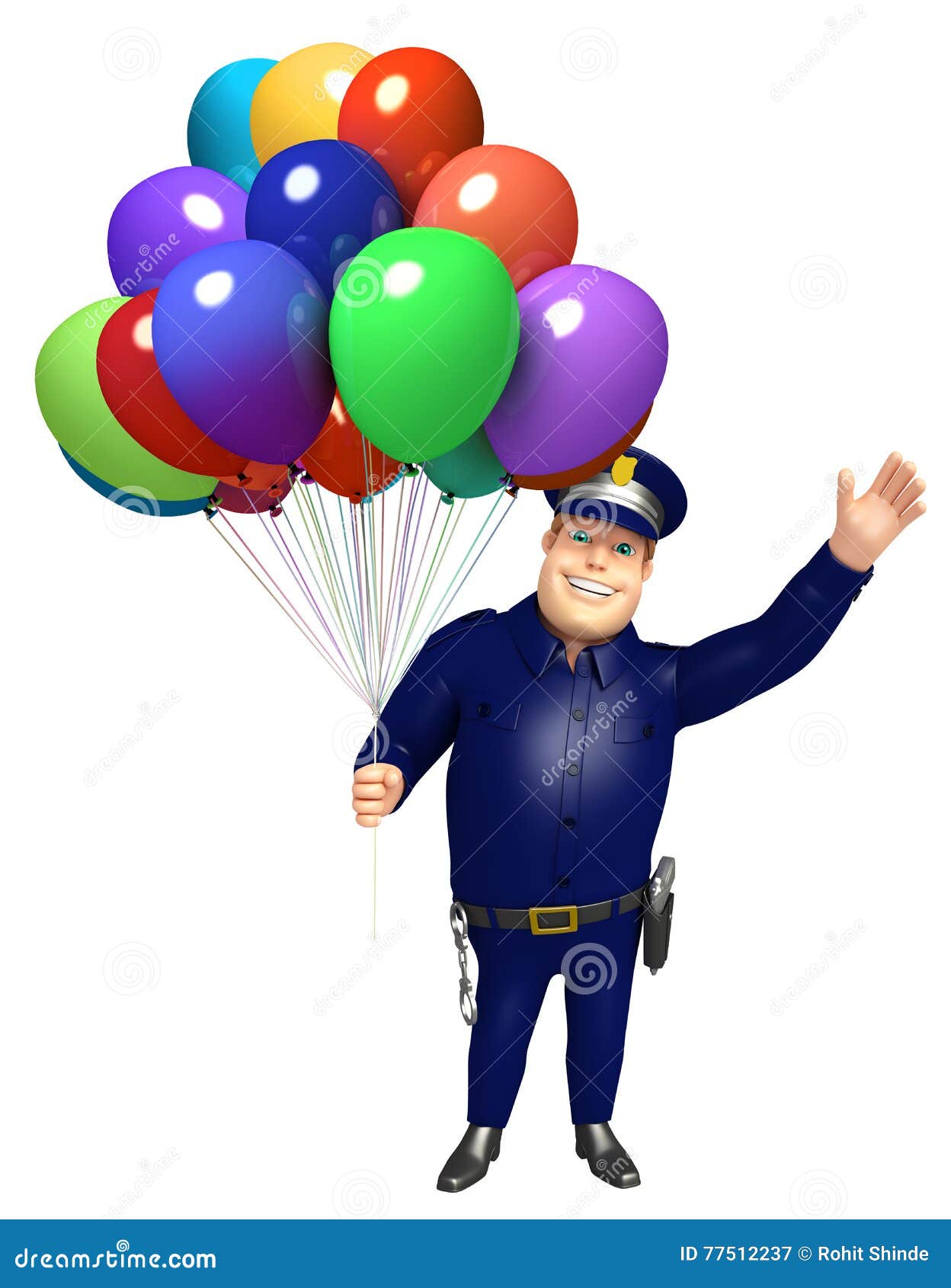 Police with Balloon stock illustration. Illustration of handgun - 77512237