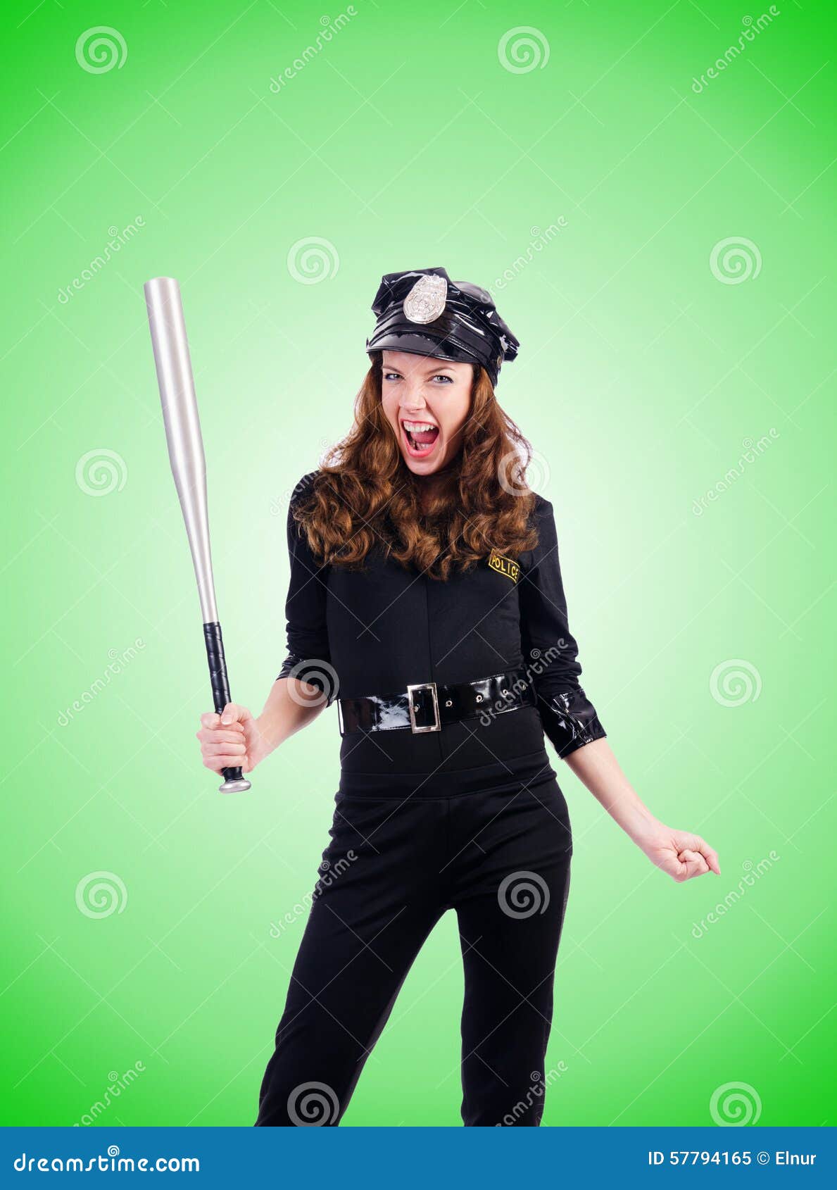 Police with Bat Isolated on White Stock Image - Image of isolated ...