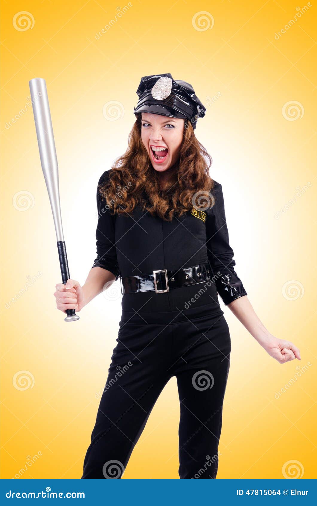 Police with bat stock photo. Image of sensuality, enforcement - 47815064