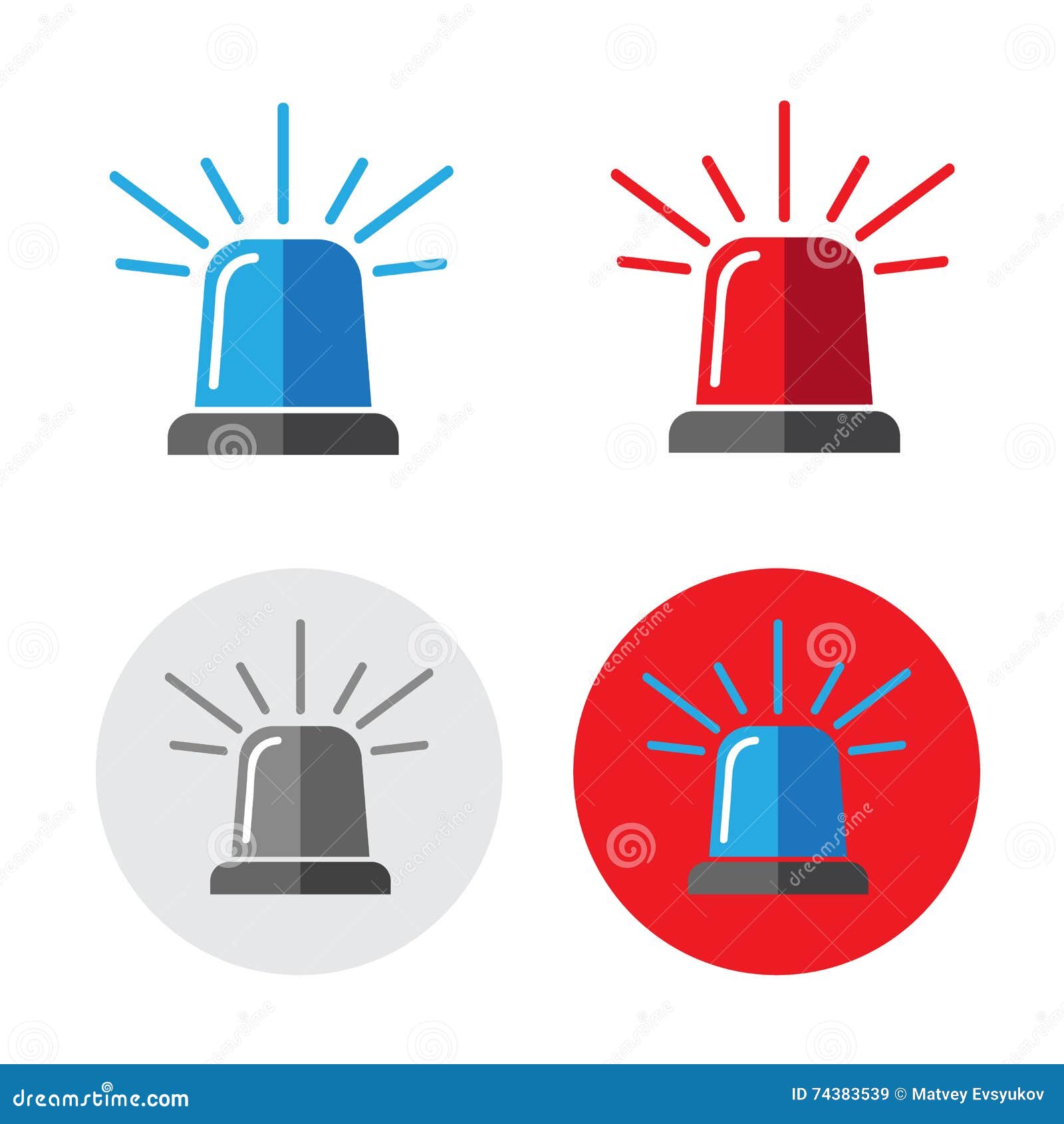 Police beacon icon set stock illustration. Illustration of bulb - 74383539