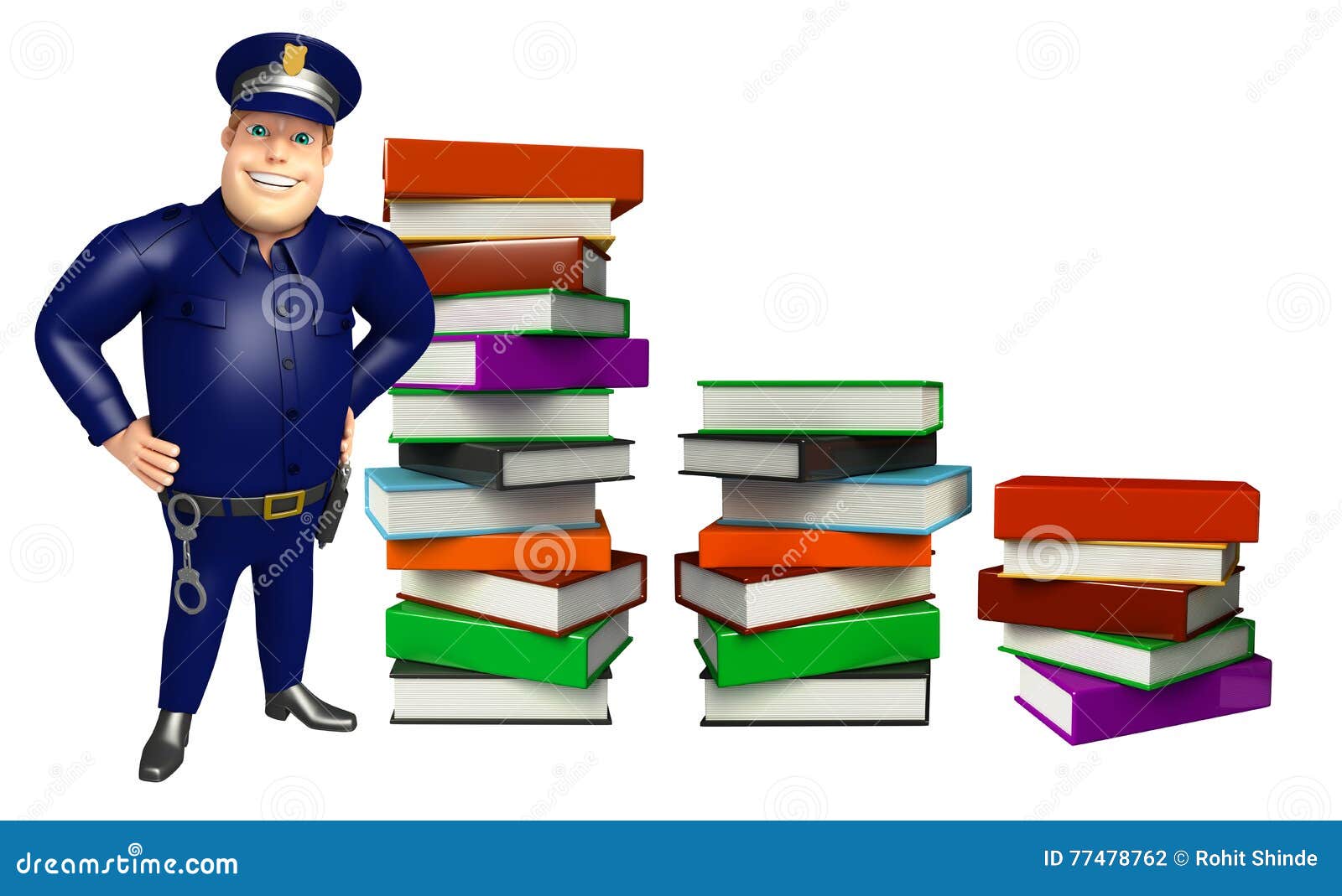 Police with Book stack stock illustration. Illustration of badge - 77478762