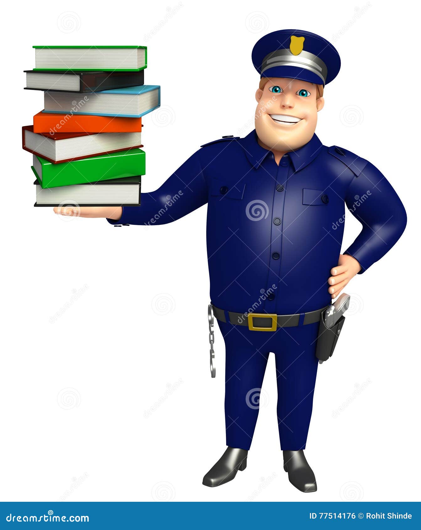 Police with Book stack stock illustration. Illustration of arms - 77514176
