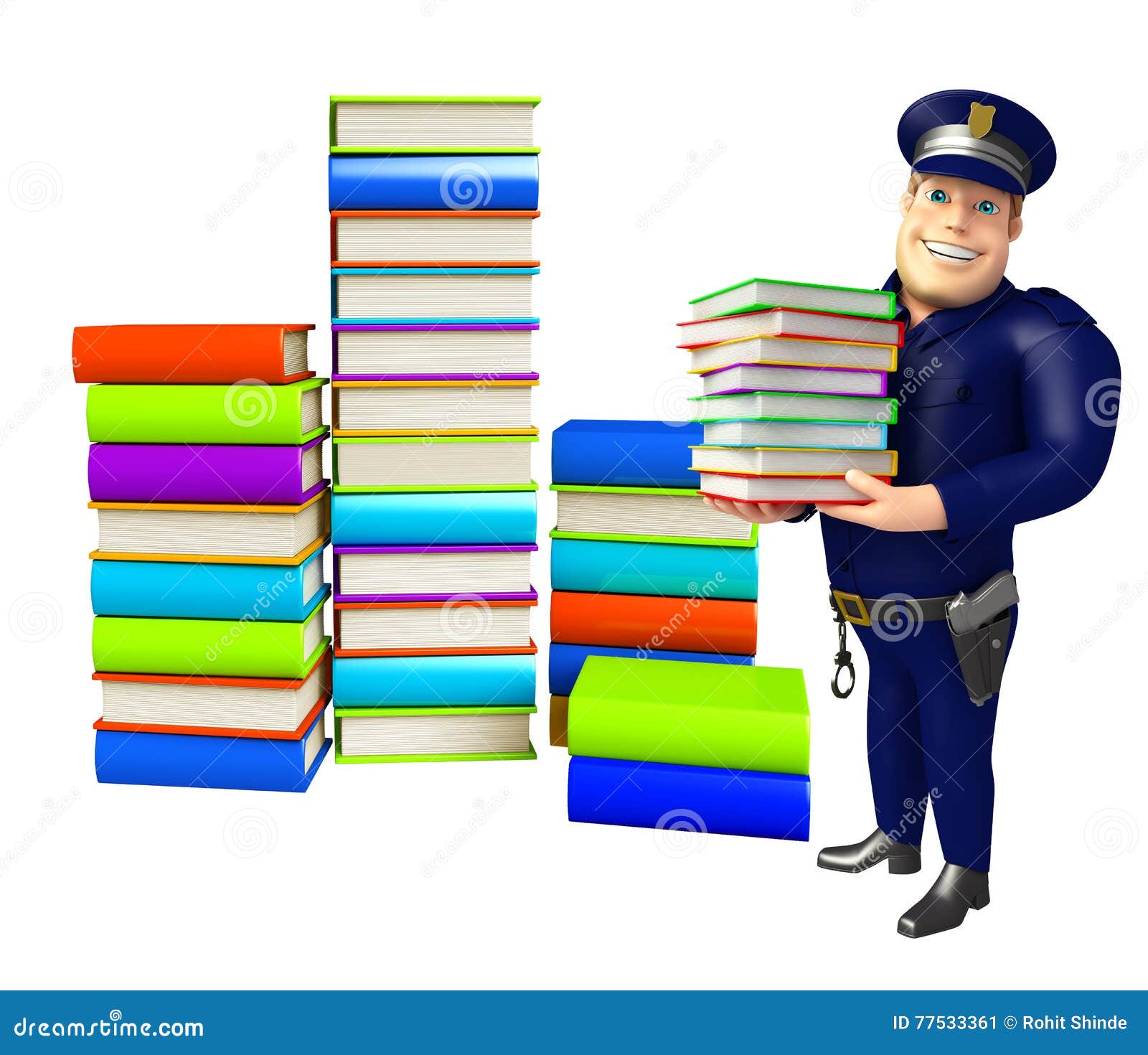 Police with Book stack stock illustration. Illustration of male - 77533361