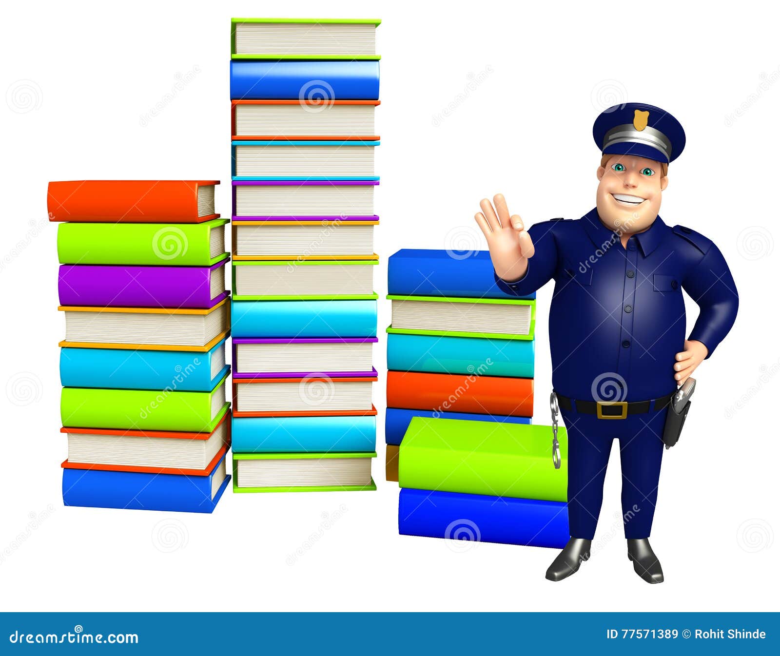 Police with Book stack stock illustration. Illustration of looking ...