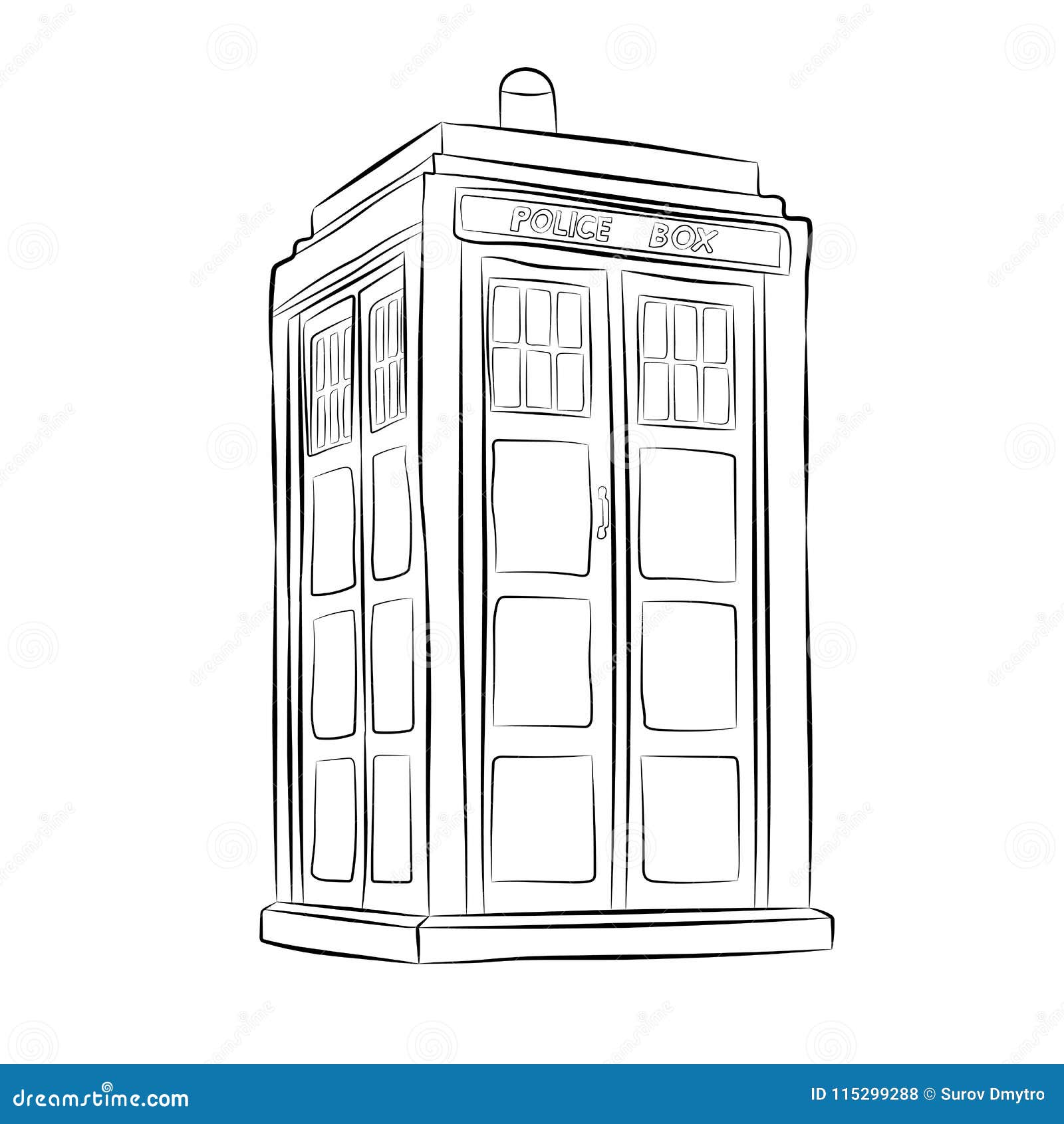 Police Box Contour Drawing in Pencil Stock Illustration - Illustration ...
