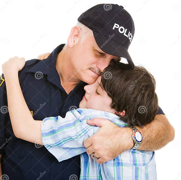 Police and Boy Hug stock photo. Image of policeman, professional - 7051912