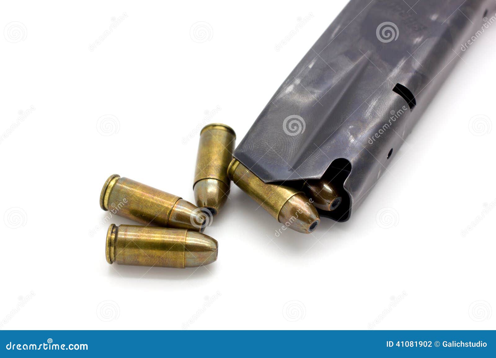 Police Bullets 9mm Magazine Stock Photo - Image of brown, cross: 41081902