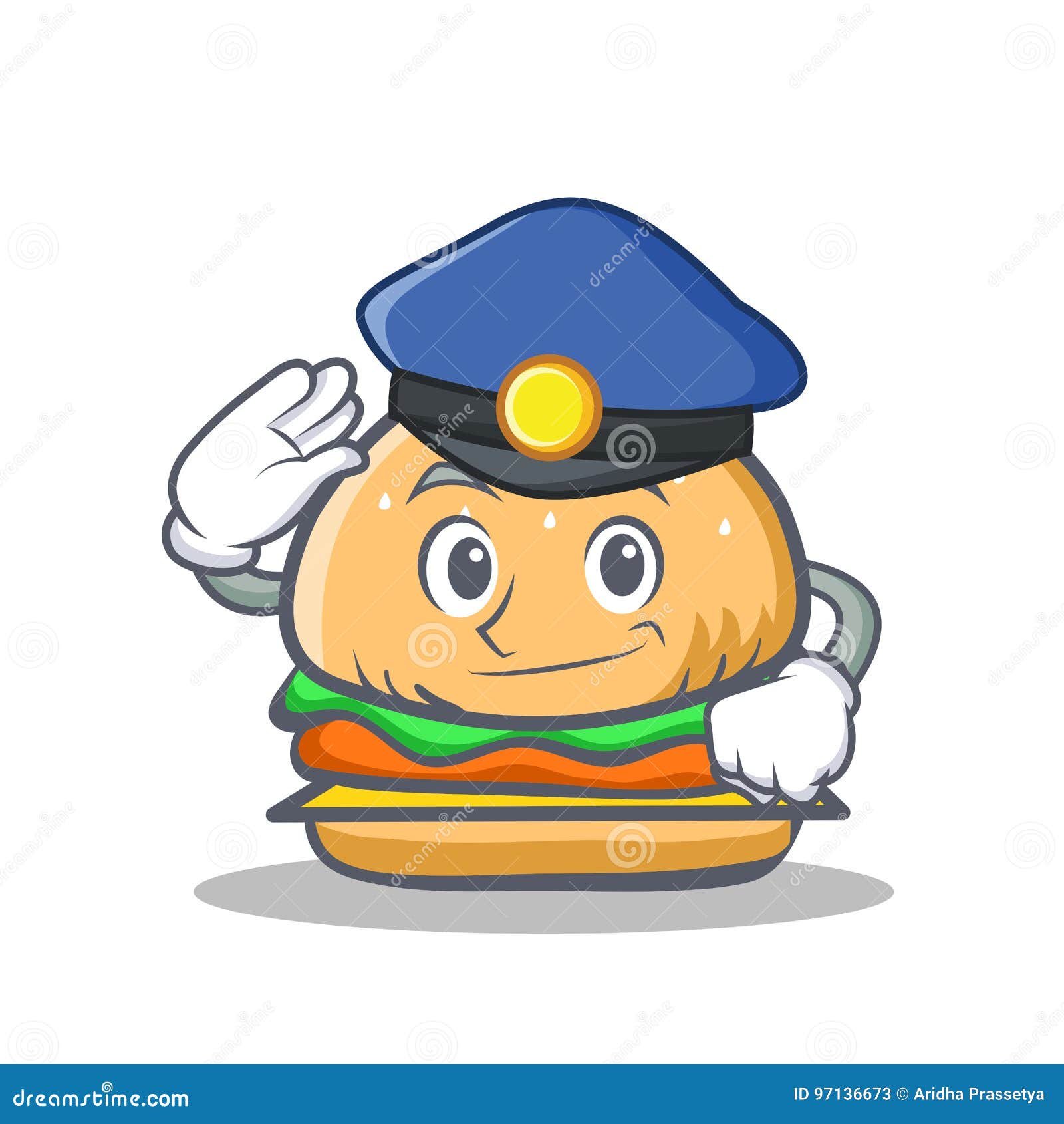 Police Burger Character Fast Food Stock Vector - Illustration of eating ...