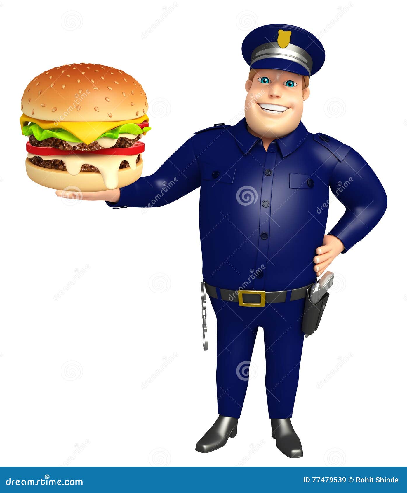 Police with Burger stock illustration. Illustration of adults - 77479539