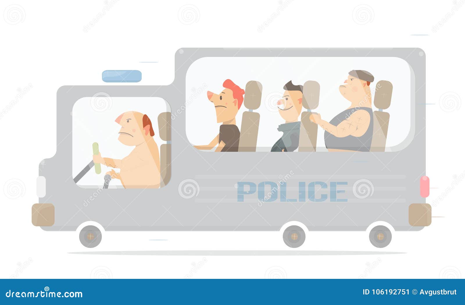 Police Bus. Cartoon Character. Stock Vector - Illustration of city ...